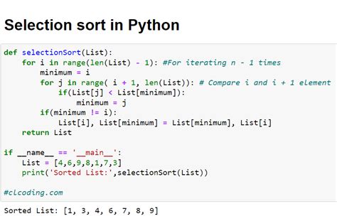 day 47 selection sort in python ~ computer languages clcoding