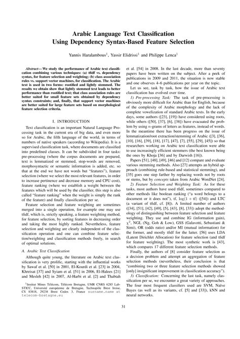 pdf arabic language text classification using dependency syntax based feature selection