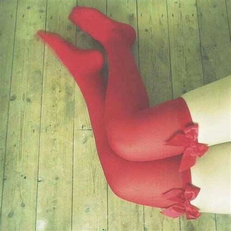Red Stockings With Bows Thigh High Socks Thigh High Stockings Thigh Highs Knee Highs Sexy