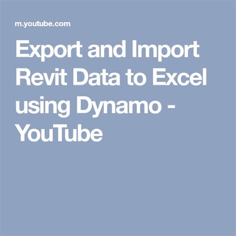 export and import revit data to excel using dynamo youtube excel data export