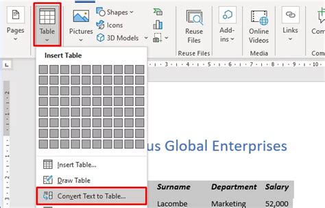 How Can I Convert Text Into A Table Format In Microsoft Word