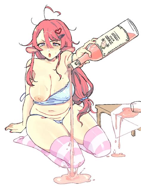 Rule 34 Alcohol Alcoholic Drink Blush Blushing At Viewer Breast Breasts Caprine Drunk Ewe