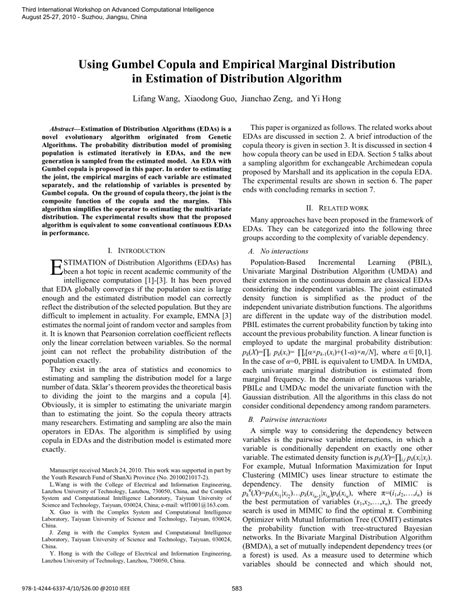 pdf using gumbel copula and empirical marginal distribution in estimation of distribution