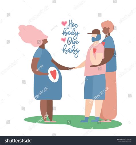 Gay Couple Surrogate Pregnant Woman Two Stock Vector Royalty Free 1414719296 Shutterstock