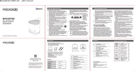 Microlab Electronics MYCOFFEE BLUETOOTH SPEAKER User Manual 2