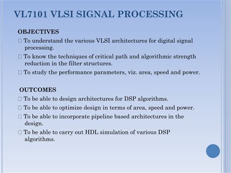 ppt vl7101 vlsi signal processing powerpoint presentation free download id 9492264