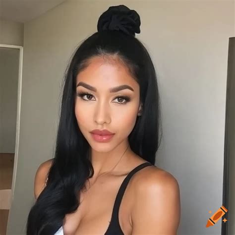 Selfie No Makeup Bare Face Natural Skin Slim Fit Female Body Maid