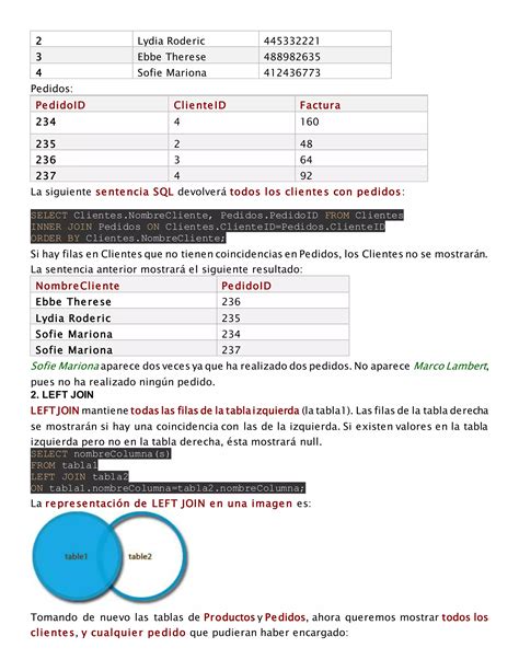 Principales Tipos De Joins En Sql PDF