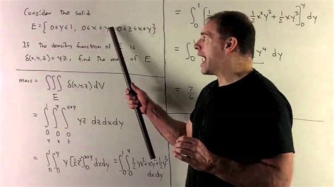 mass of solid as a triple integral in rectangular coordinates youtube