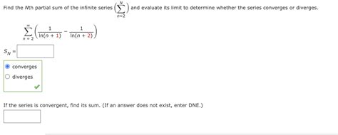 solved find the nth partial sum of the infinite series