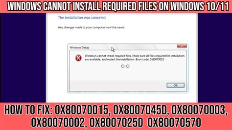 How To FIX Windows Cannot Install Required Files On Windows 10 11
