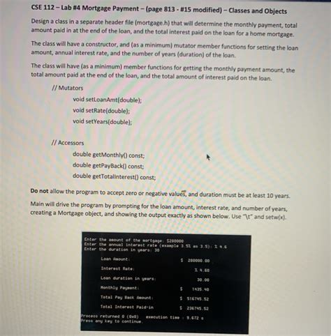 solved cse 112 lab 4 mortgage payment page 813 15