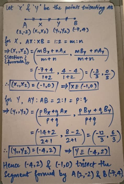 find the coordinates of the points of trisection i e points dividing in three equal parts of