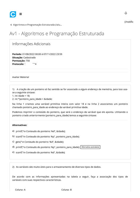 av1 algoritmos e programação estruturada