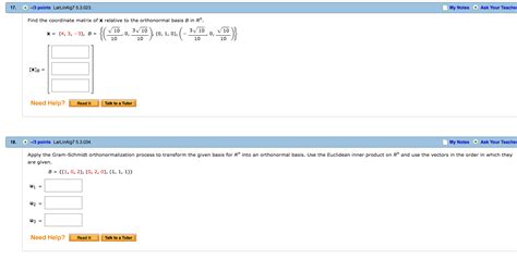 solved find the coordinate matrix of x relative to the