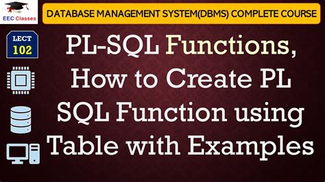 L102 Pl Sql Functions How To Create Pl Sql Function Using Table With Examples Dbms Lectures