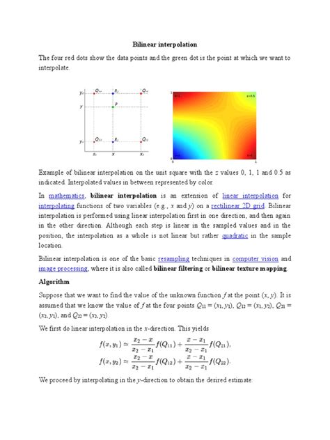 bilinear interpolation a concise explanation of the algorithm applications and properties of