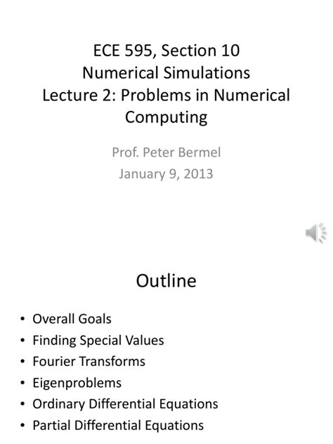 ece 595 section 10 numerical simulations lecture 2 problems in numerical computing pdf