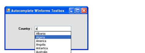 how to use autocomplete textbox from list in c windows application programming pseudocode
