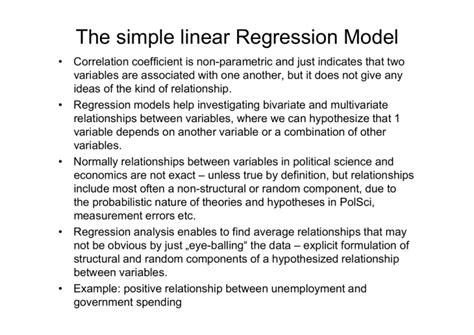 the simple linear regression model
