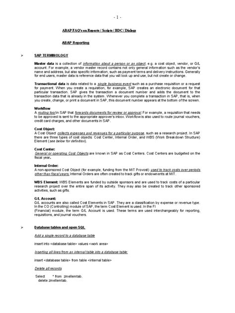 abap faq2 pdf subroutine parameter computer programming