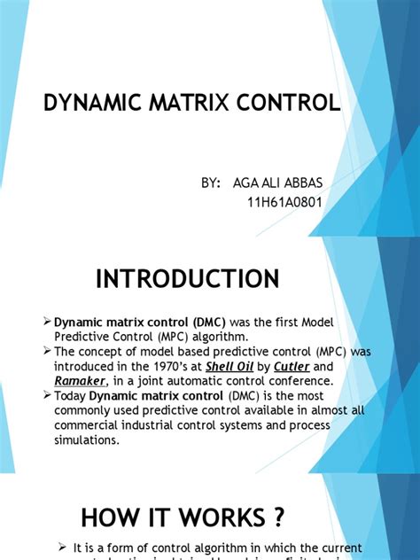 an introduction to dynamic matrix control dmc the first model predictive control algorithm