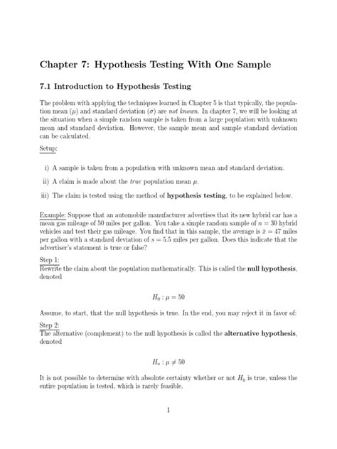chapter 7 hypothesis testing with one sample pdf statistical hypothesis testing type i