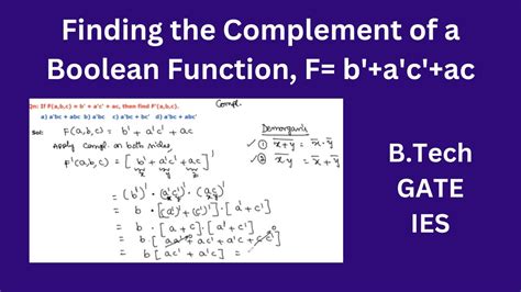 12 4 finding the complement of a boolean function f b a c ac demorgan s theorem gate