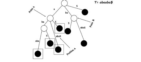 suffix tree built using ukkonen s algorithm with string t abaaba download scientific