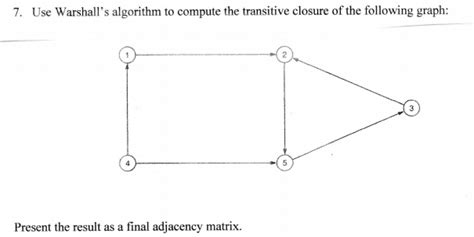 solved 7 use warshall s algorithm to compute the transitive