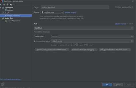 environment variables in spring boot run configuration aren t available to gradle during build