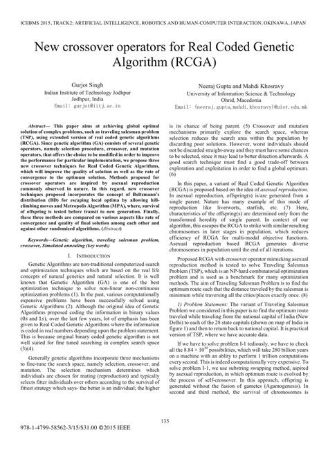 pdf new crossover operators for real coded genetic algorithm rcga