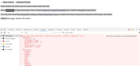 reactjs how to know where is the error from react native remote debugging stack overflow
