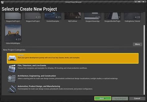 Create A New Project Unreal Engine 4 27 Documentation