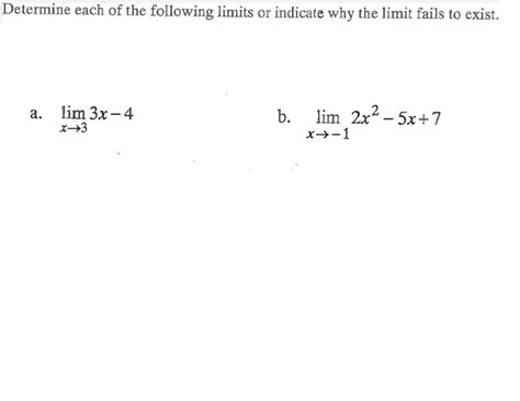 solved determine each of the following limits or indicate