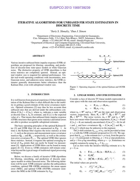 pdf iterative algorithms for unbiased fir state estimation in discrete time