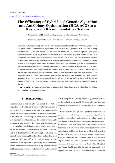 pdf the the efficiency of hybridised genetic algorithm and ant colony optimisation hga aco