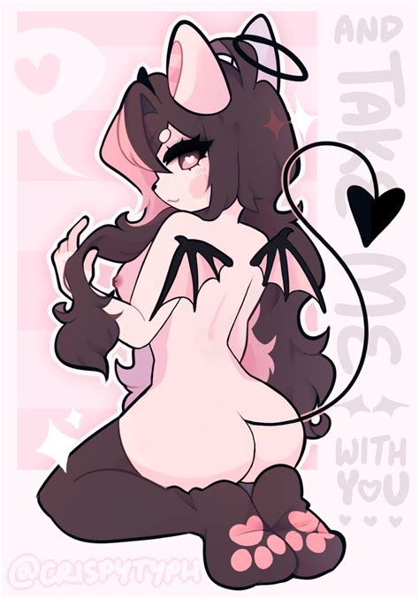 Rule 34 Angel Typh Animation Meme Community Anthro Black Hair Blush Devil Tail Edit Edited