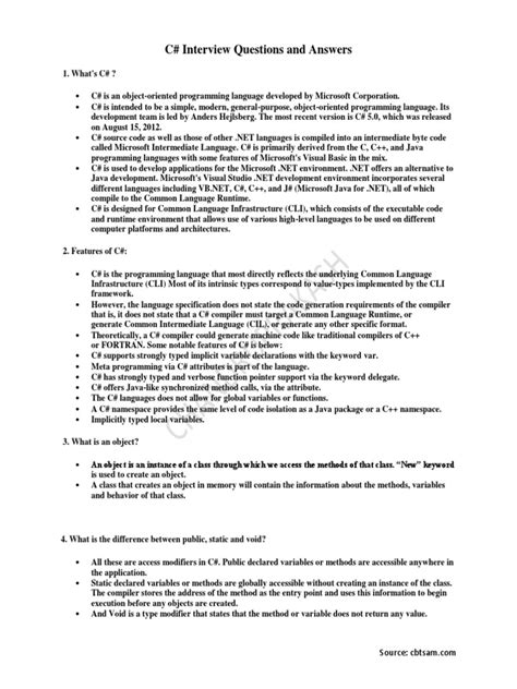c interview questions andanswer c sharp programming language class computer programming
