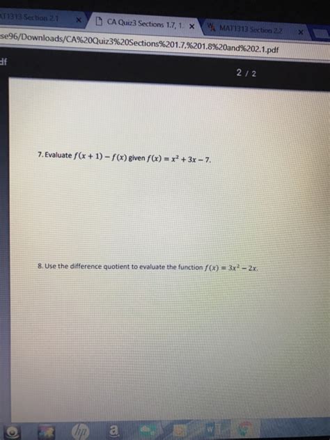 solved evaluate f x 1 f x given f x x 2 3x 7
