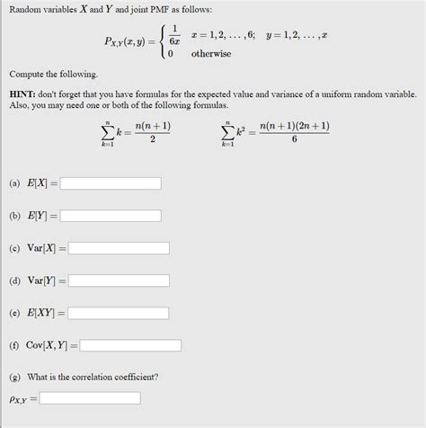 solved random variables x and y and joint pmf as follows