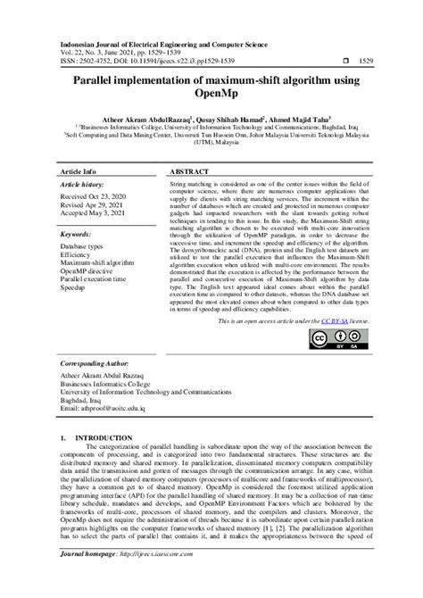 pdf parallel implementation of maximum shift algorithm using openmp indonesian journal of