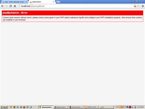 Php Phpmyadmin Error In Xampp Phpmyadmin For Windows Xp Stack Overflow