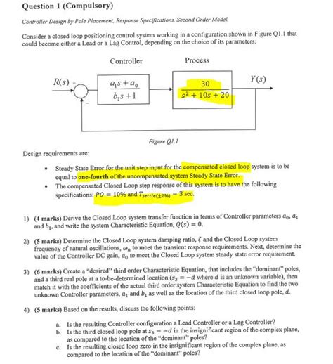 solved question 1 compulsory controller design by pole
