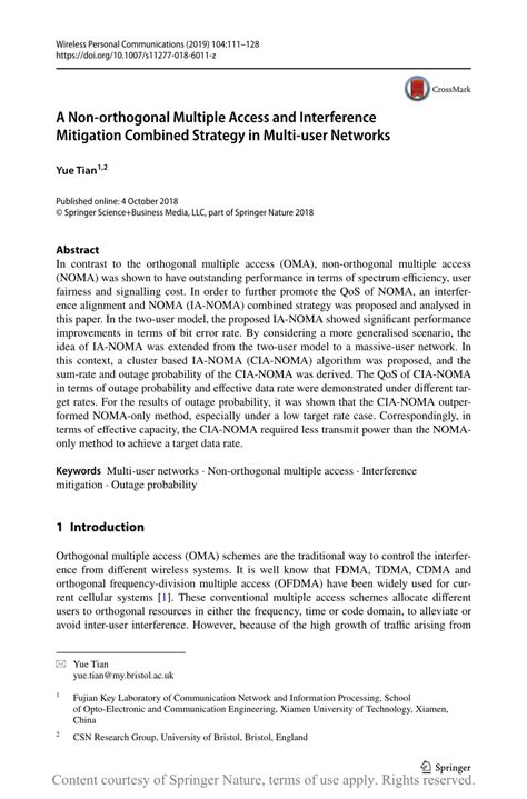 a non orthogonal multiple access and interference mitigation combined strategy in multi user