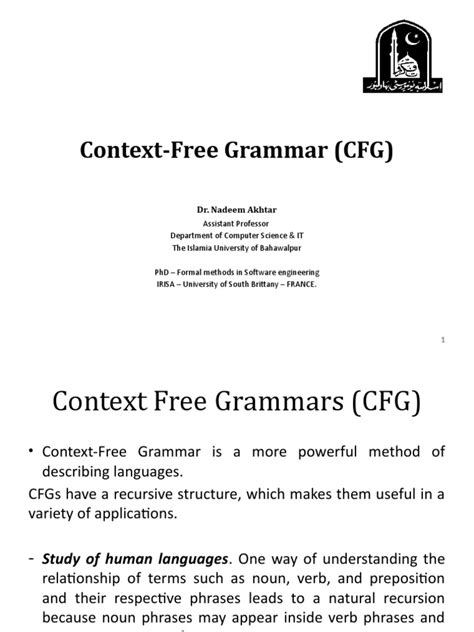 context free grammar cfg dr nadeem akhtar pdf computer science formalism deductive