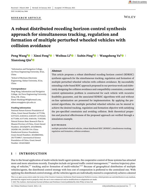 pdf a robust distributed receding horizon control synthesis approach for simultaneous tracking