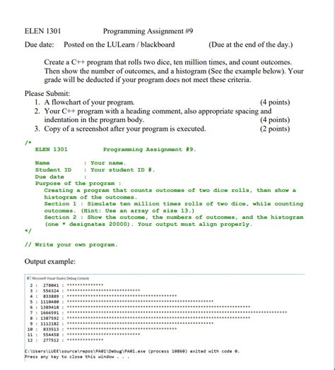 solved elen 1301 programming assignment 9 due date posted