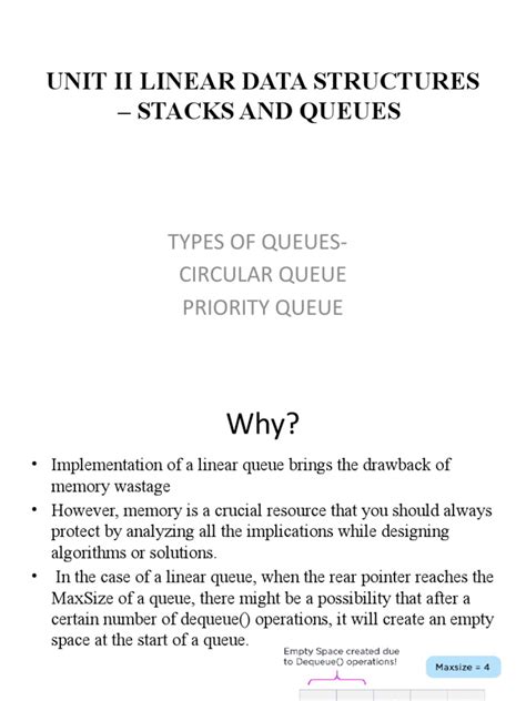 unit ii linear data structures pdf queue abstract data type computer programming