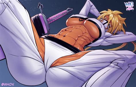 Rule 34 Arrancar Bleach Blonde Female Blonde Hair Espada Green Eyes Laying Down Legs Spread